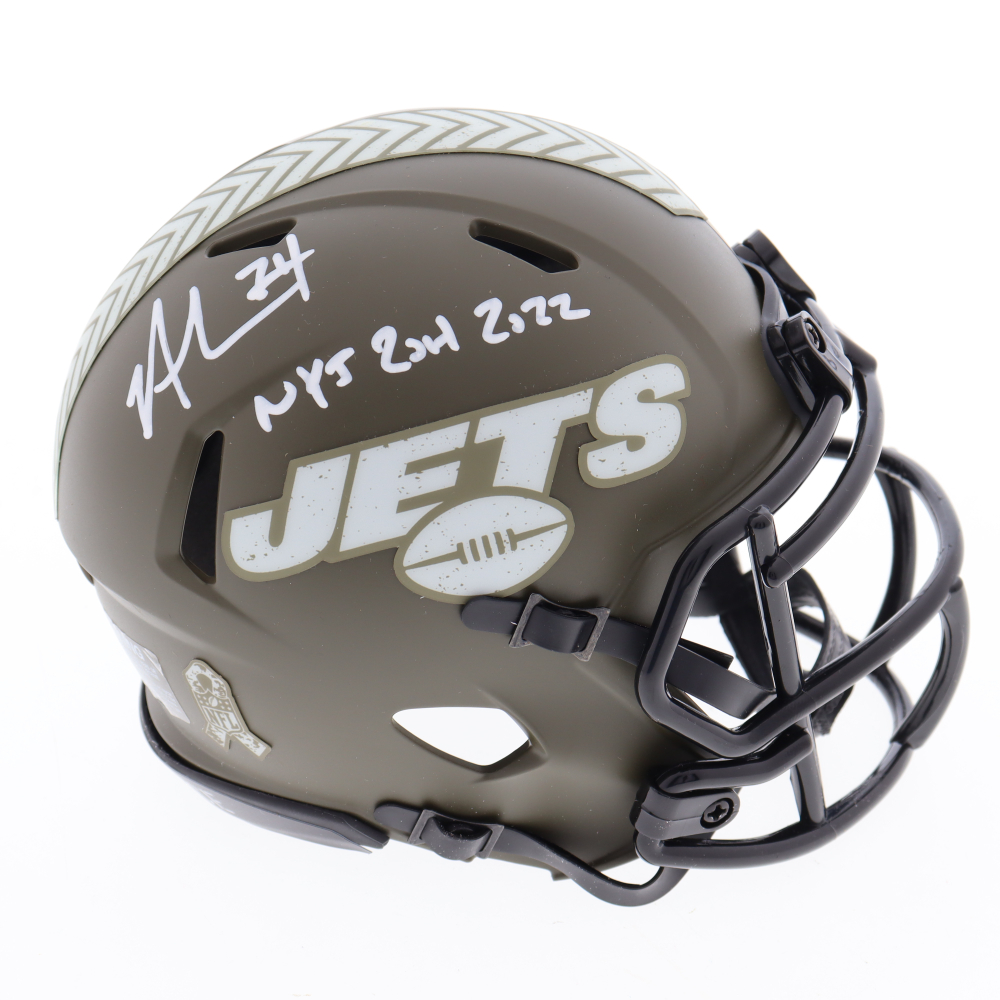 Nick Mangold Signed Jets Salute to Service Speed Mini Helmet Inscribed ...