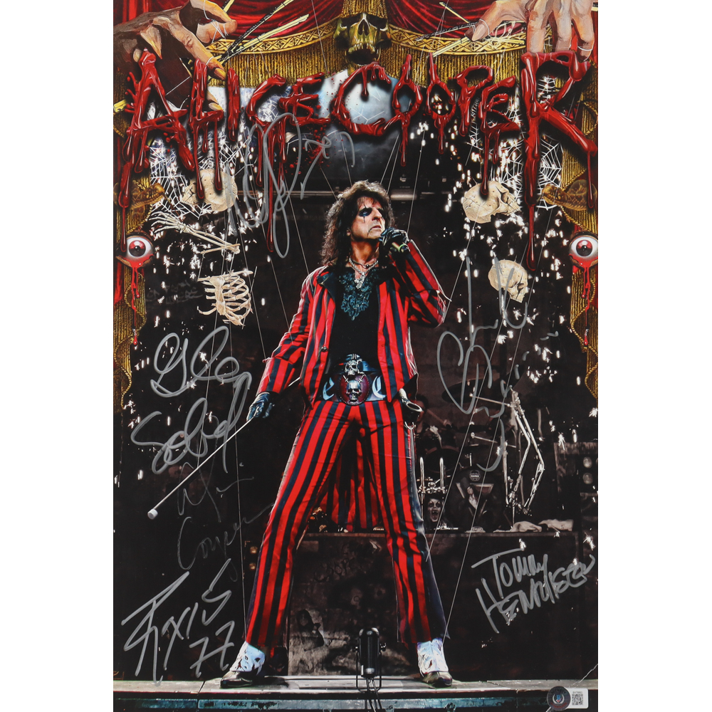 Alice Cooper Band 12.5x18.5 Photo Signed by (6) with Alice Cooper, Glen ...