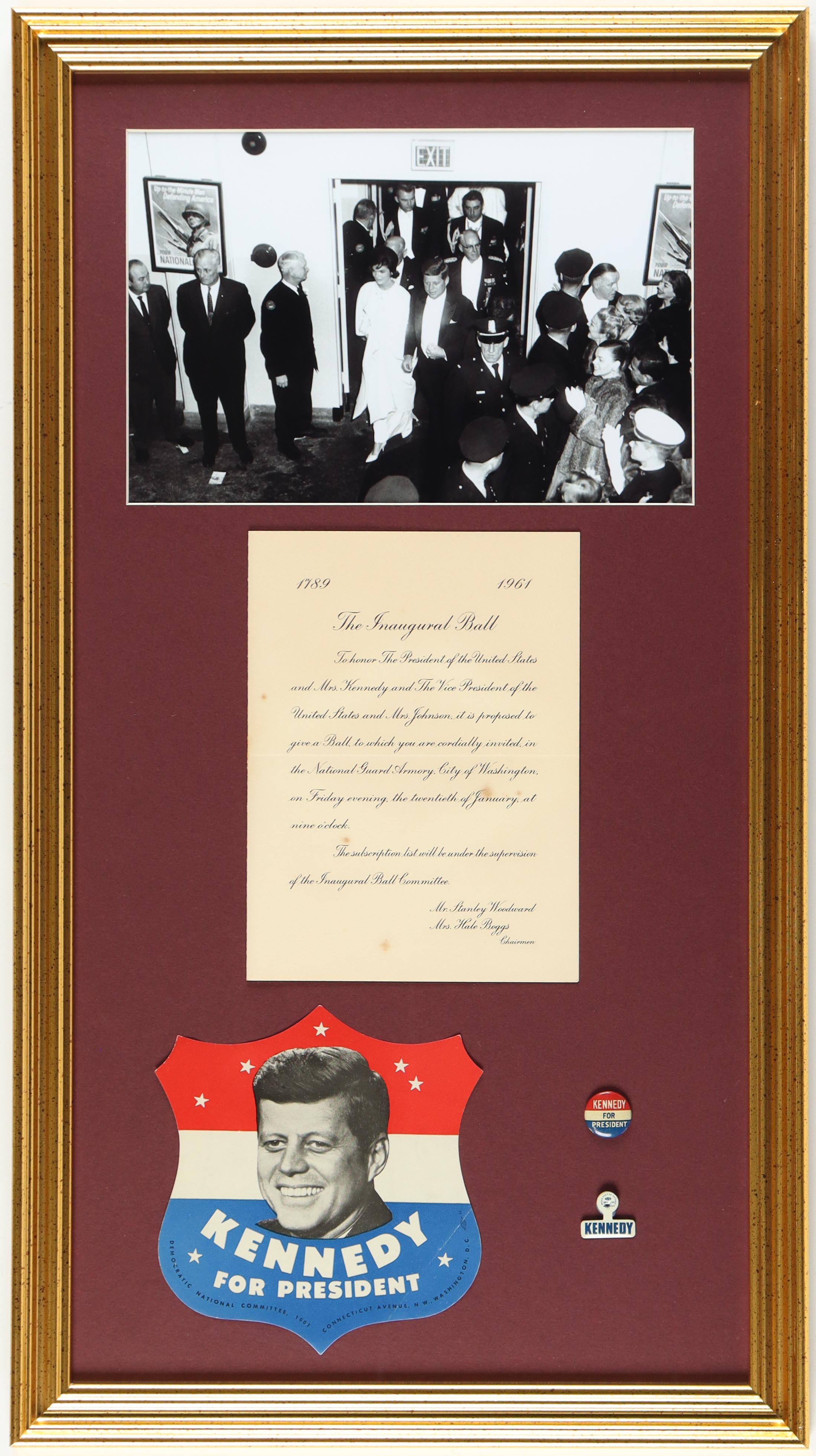 John F. Kennedy Custom Framed Photo Display with Inaugural Ball ...