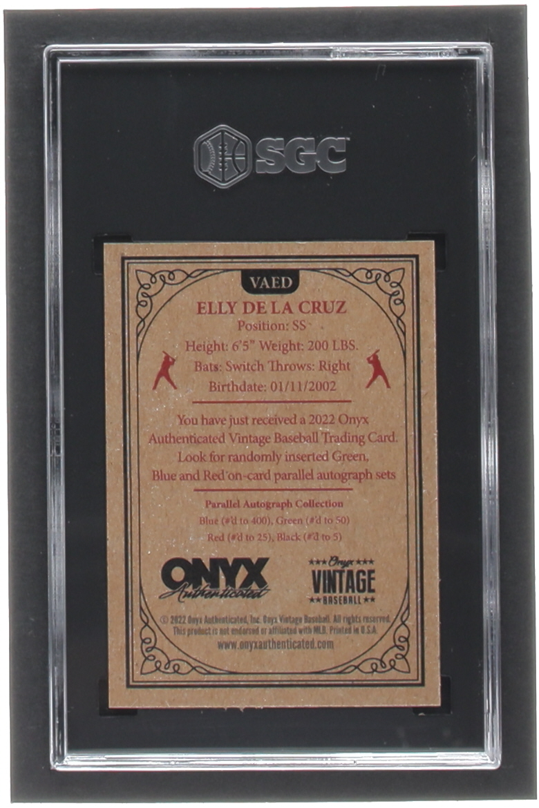 Elly De La Cruz 2022 Onyx Vintage Autographs Blue Ink #VAED (SGC ...