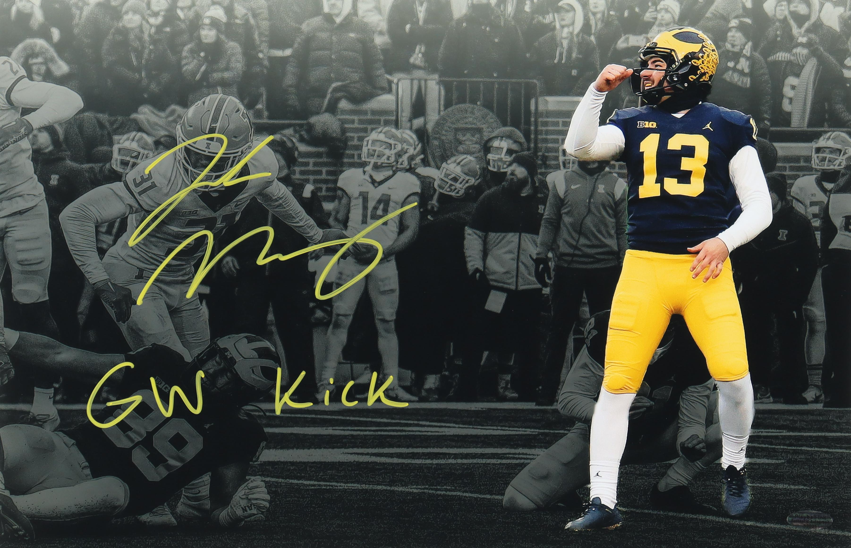 Jake Moody Signed Michigan Wolverines 11x17 Photo Inscribed "GW Kick" (Playball Ink) | Pristine ...