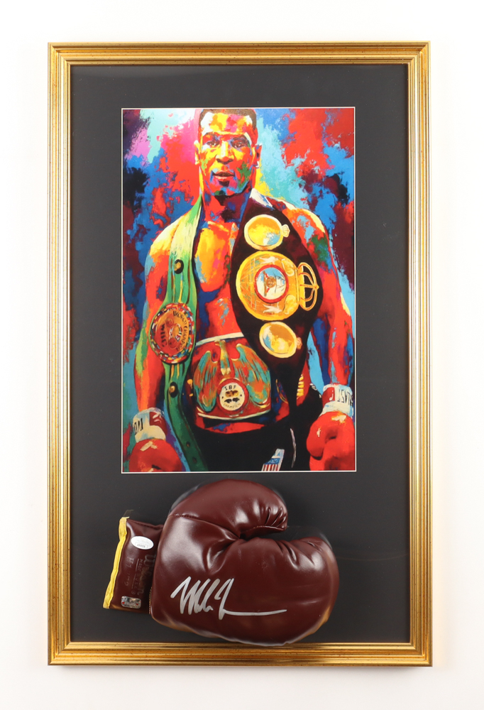 Mike Tyson Signed Custom Framed Wilson Boxing Glove Display with Leroy ...