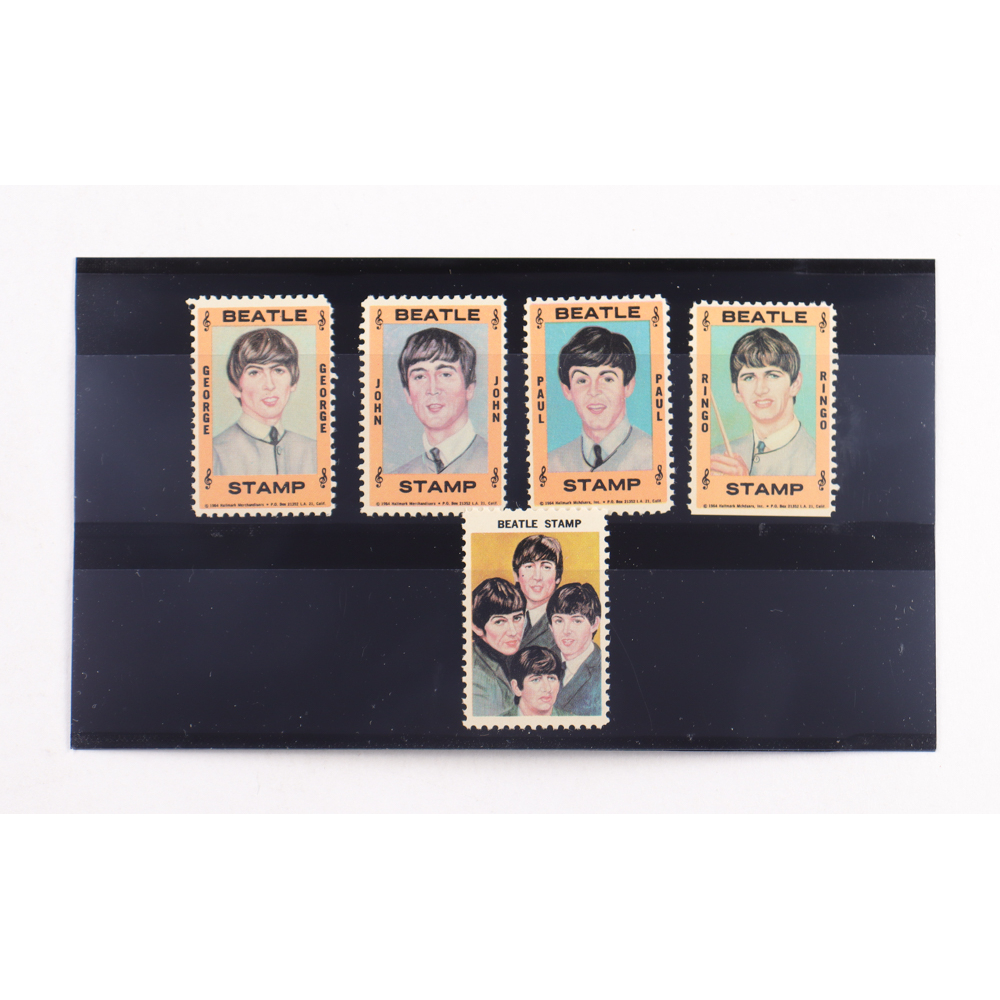 Complete Set of (5) 1964 Hallmark Beatles Stamps with John Lennon, Paul ...