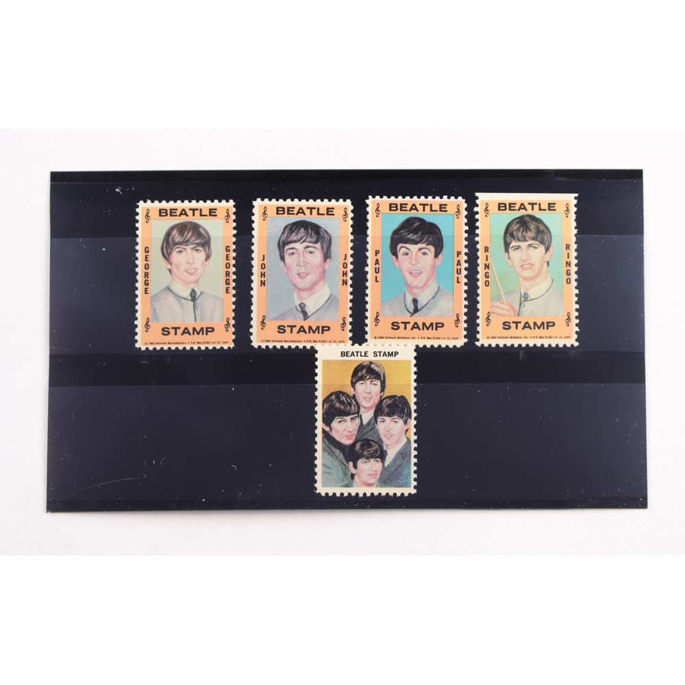 Complete Set of (5) 1964 Hallmark Beatles Stamps with John Lennon, Paul ...