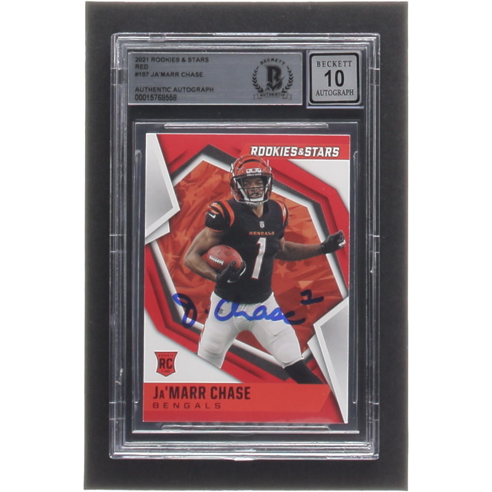 Ja'Marr Chase Signed 2021 Rookies and Stars Red #107 RC (BGS ...