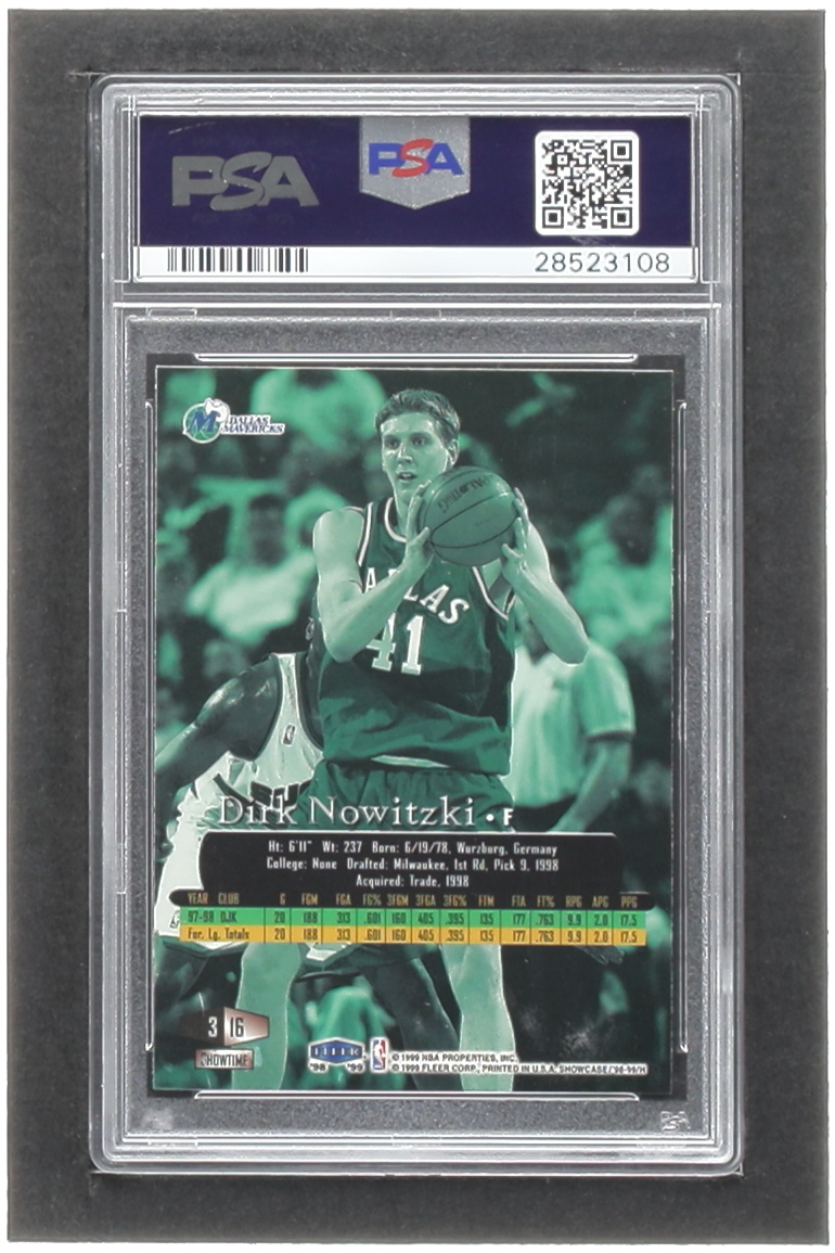 Dirk Nowitzki Signed 1998-99 Flair Showcase Row 3 #16 RC (PSA ...