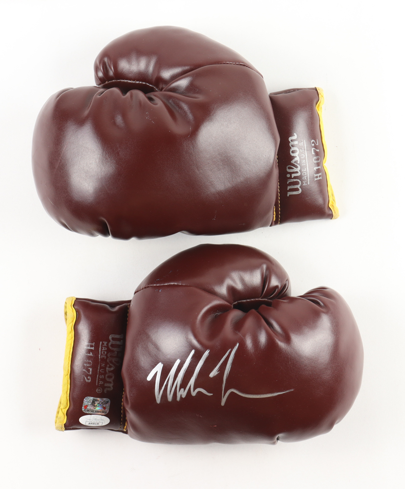 Mike Tyson Signed Vintage Wilson Boxing Glove Set With Acrylic Display ...