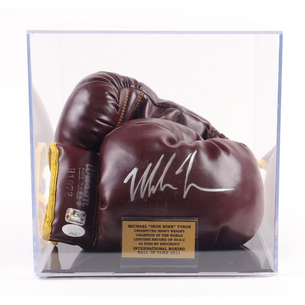 Mike Tyson Signed Vintage Wilson Boxing Glove Set With Acrylic Display ...
