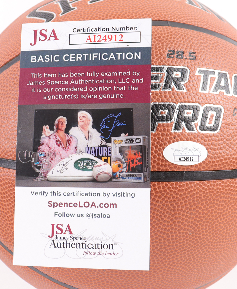Magic Johnson & Larry Bird Signed Basketball with Acrylic Display Case & Nameplate (Beckett ...