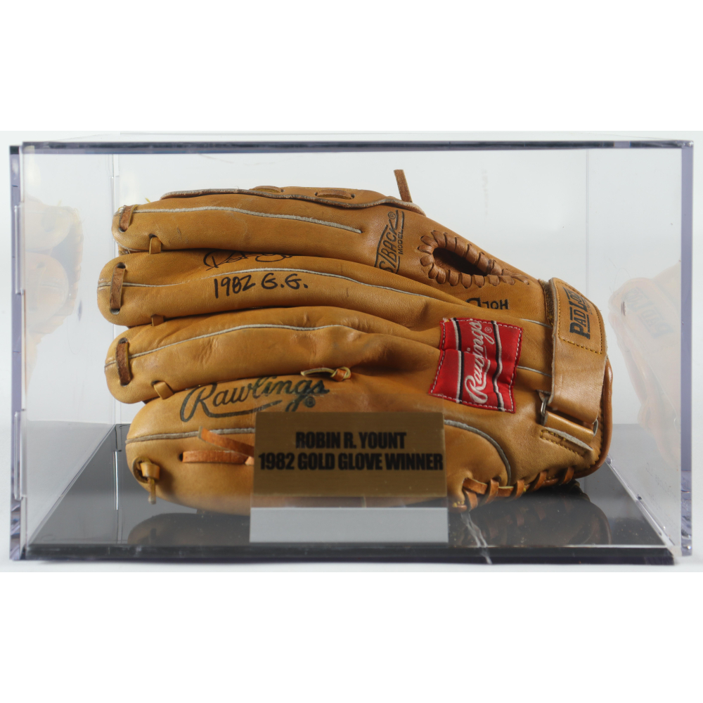 Robin Yount Signed Rawlings Baseball Glove with Acrylic Display Case ...