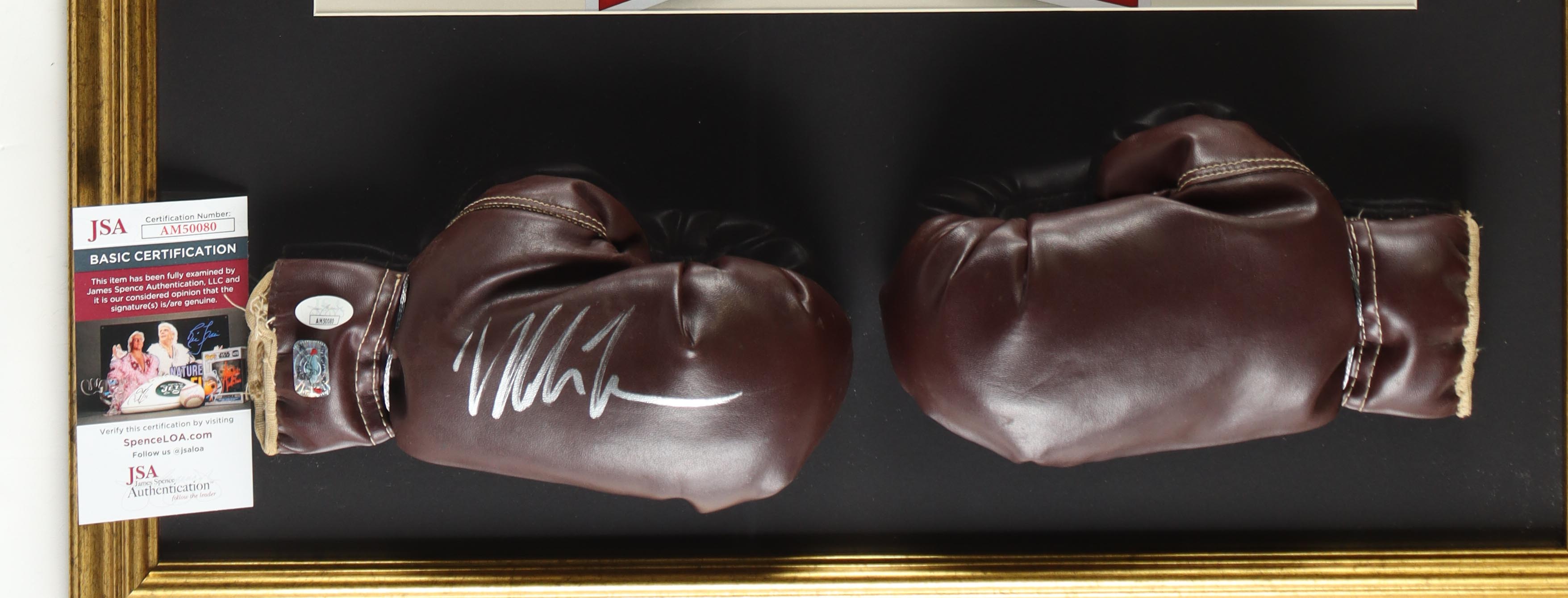 Mike Tyson Signed Custom Framed Vintage Boxing Glove Set With Budweiser ...
