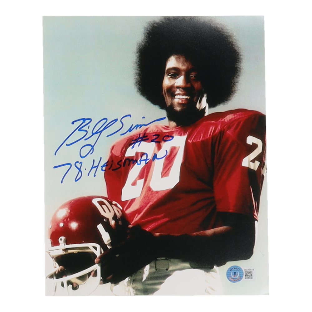 Billy Sims Signed Oklahoma Sooners 8x10 Photo Inscribed "78 Heisman ...