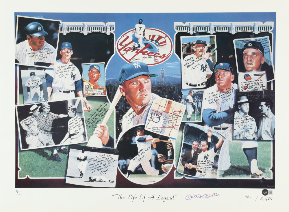 Mickey Mantle "The Life Of A Legend" Signed LE 20x27 Yankees Collage ...