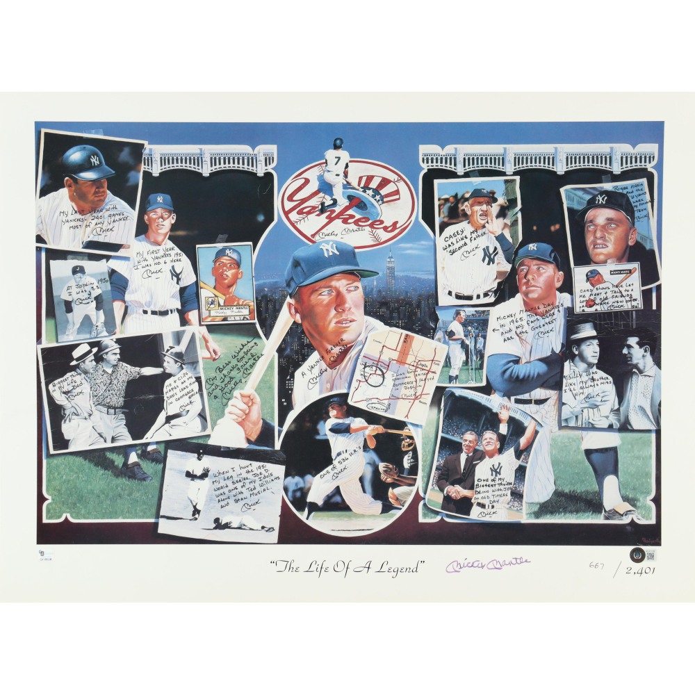 Mickey Mantle "The Life Of A Legend" Signed LE 20x27 Yankees Collage ...