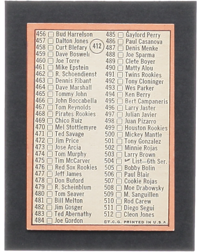 Mickey Mantle 1969 Topps #412 Checklist 5 DP | Pristine Auction