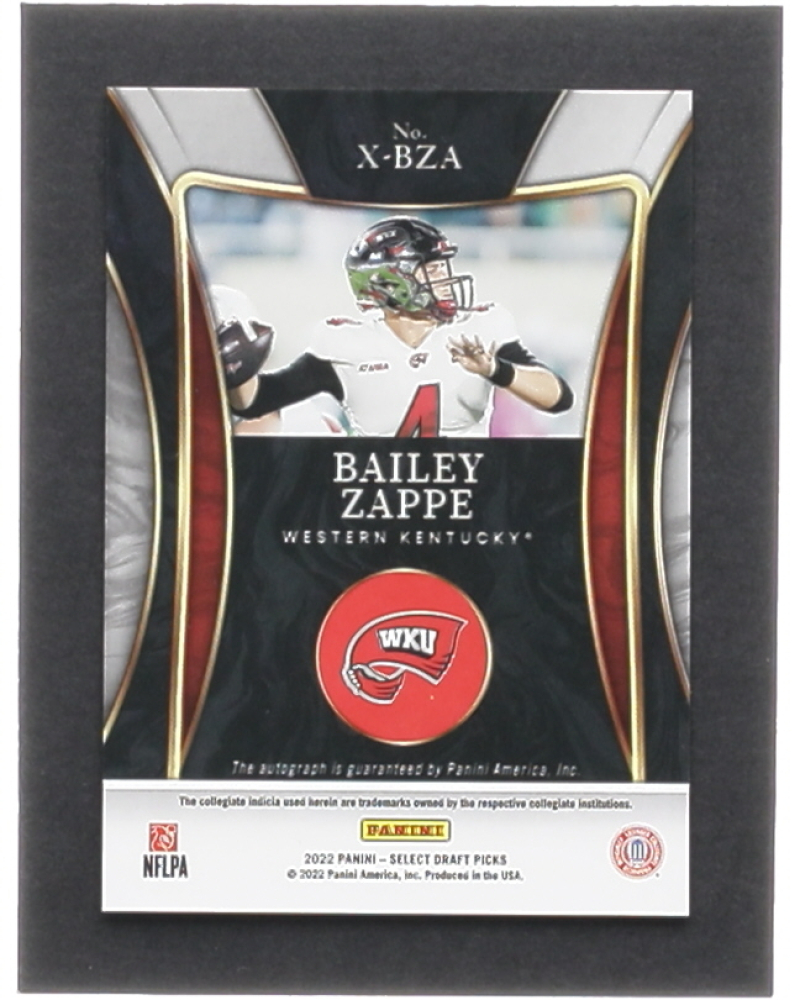 Bailey Zappe 2022 Select Draft Picks X Factor Signatures #34 RC | Pristine Auction