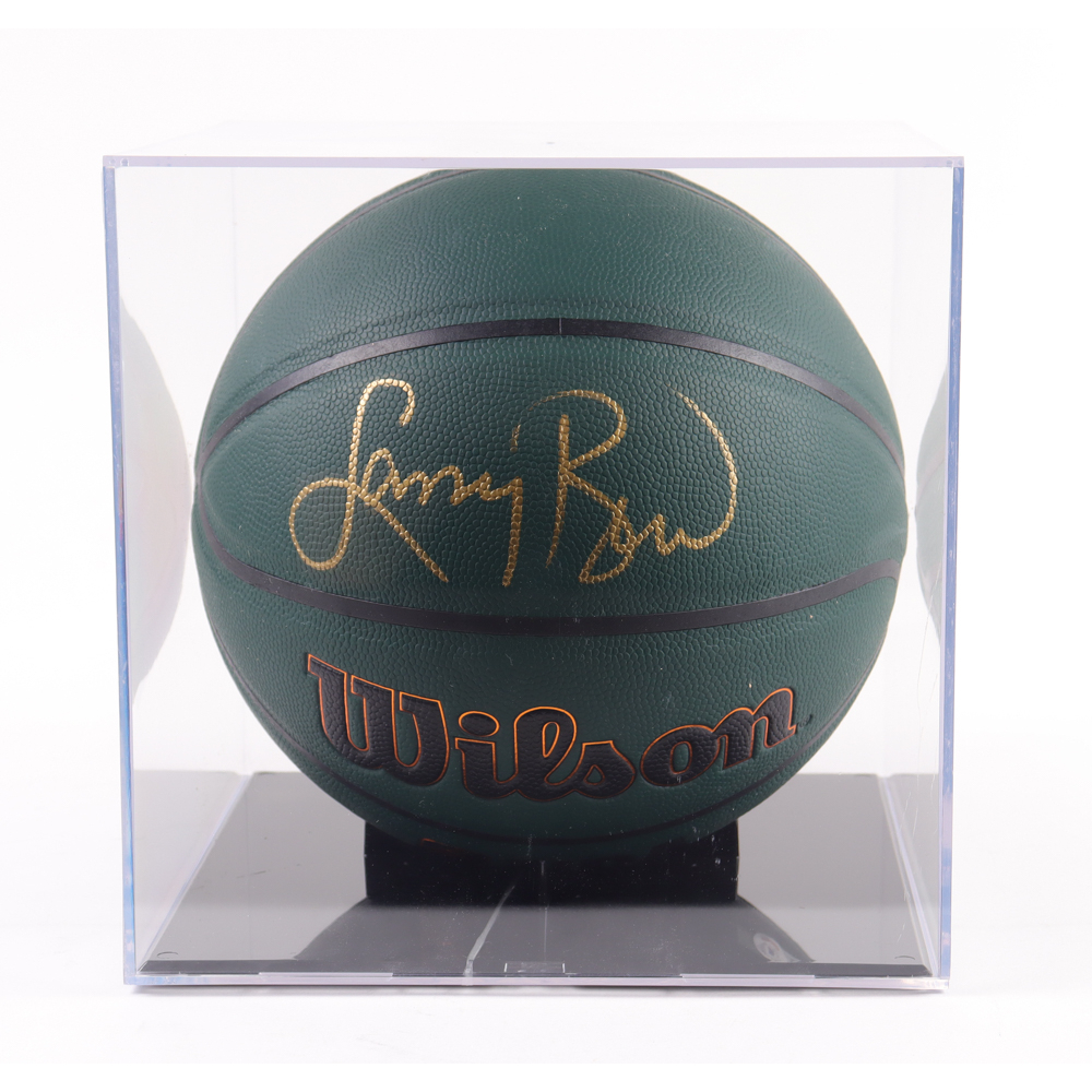 Larry Bird Signed NBA Green Basketball With Acrylic Display Case (Beckett) | Pristine Auction