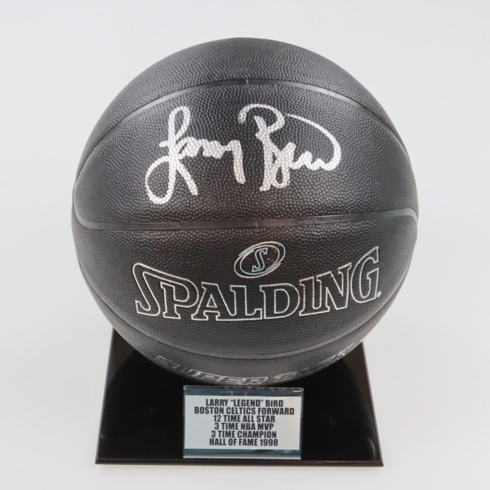 Larry Bird Signed Basketball With Acrylic Display Stand (Beckett ...