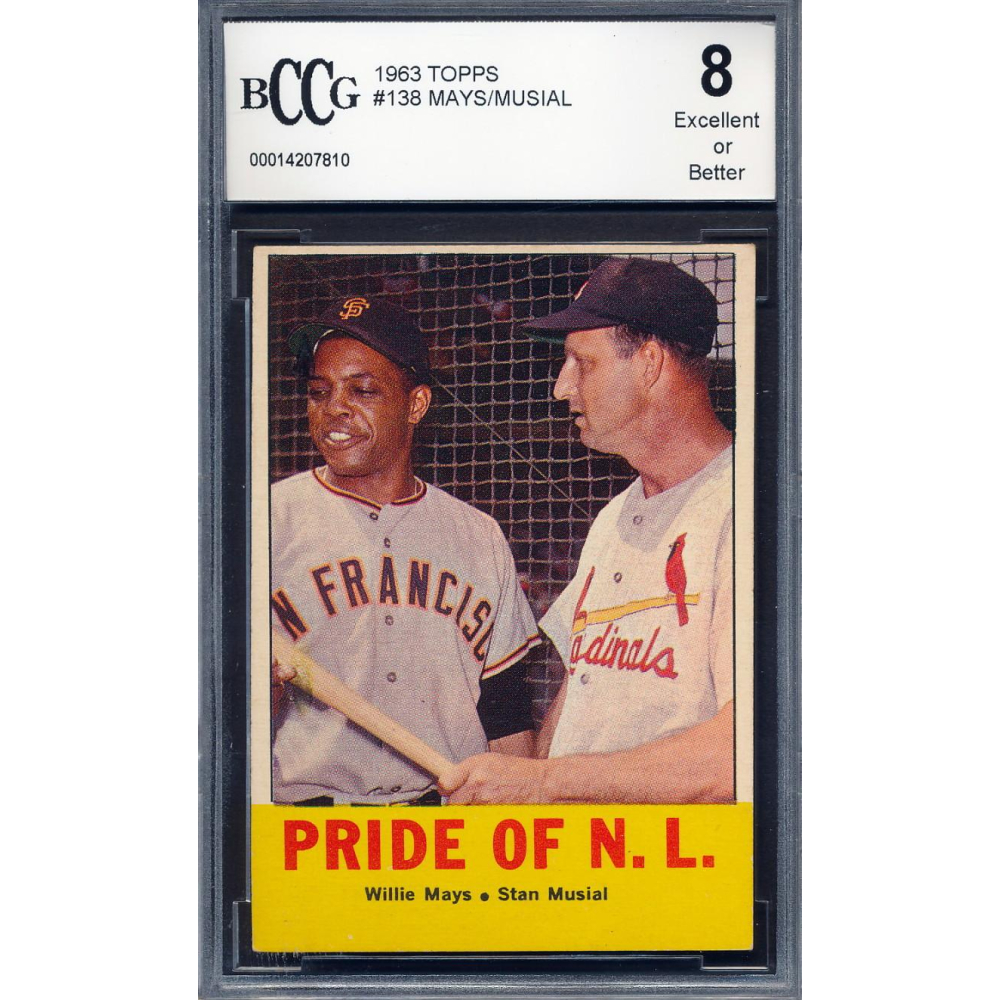 Willie Mays / Stan Musial 1963 Topps Pride of NL #138 (BCCG 8 ...