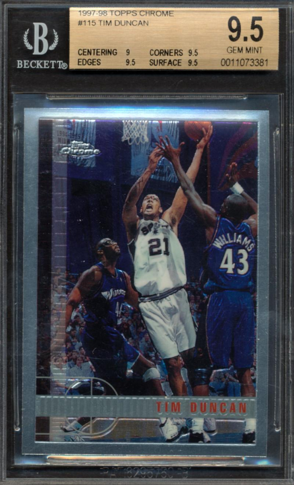 Tim Duncan 1997-98 Topps Chrome #115 RC (BGS 9.5) | Pristine Auction