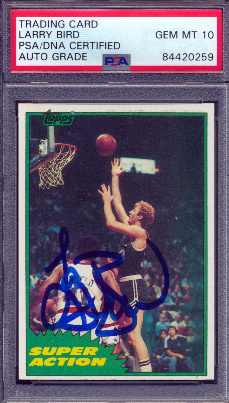 Larry Bird Signed 1981-82 Topps #E101 SA (PSA | Autograph Graded 10 ...