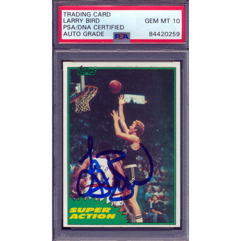 Larry Bird Signed 1981-82 Topps #E101 SA (PSA | Autograph Graded 10 ...