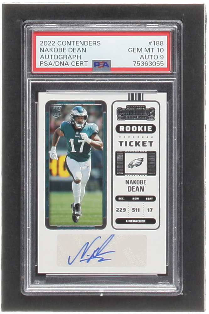 Nakobe Dean 2022 Panini Contenders #188A Autograph RC (PSA 10 | Auto 9 ...