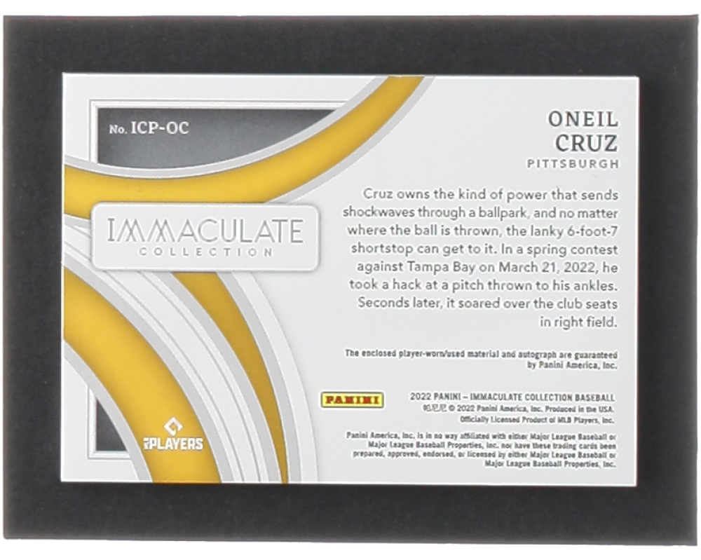 Oneil Cruz 2022 Immaculate Collection Rookie Patch Autographs Brand ...