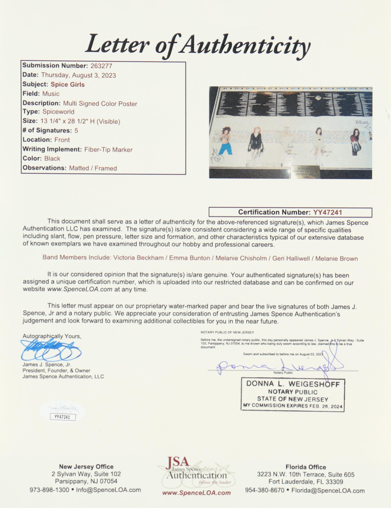 Spice Girls Custom Framed Spiceworld CD Proof Band-Signed by (5) with ...