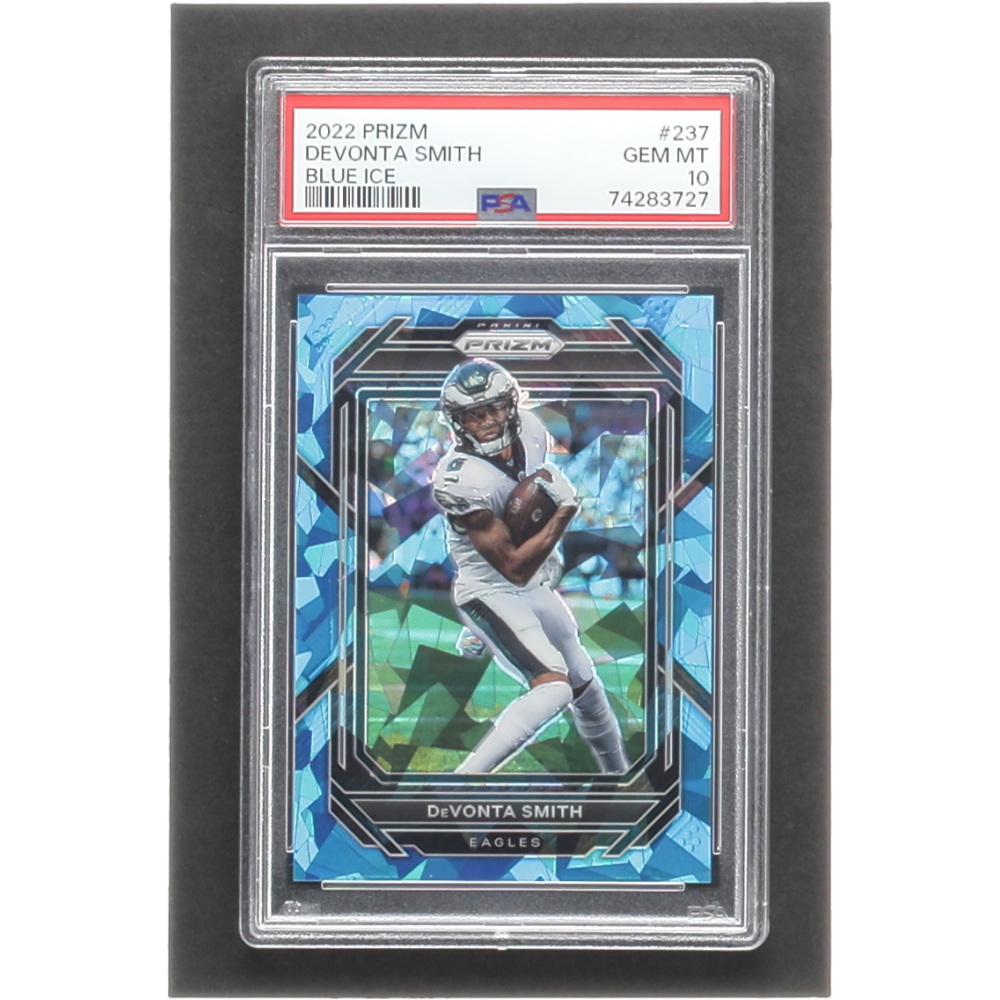 DeVonta Smith 2022 Panini Prizm Prizms Blue Ice #237 #92/99 (PSA 10 ...