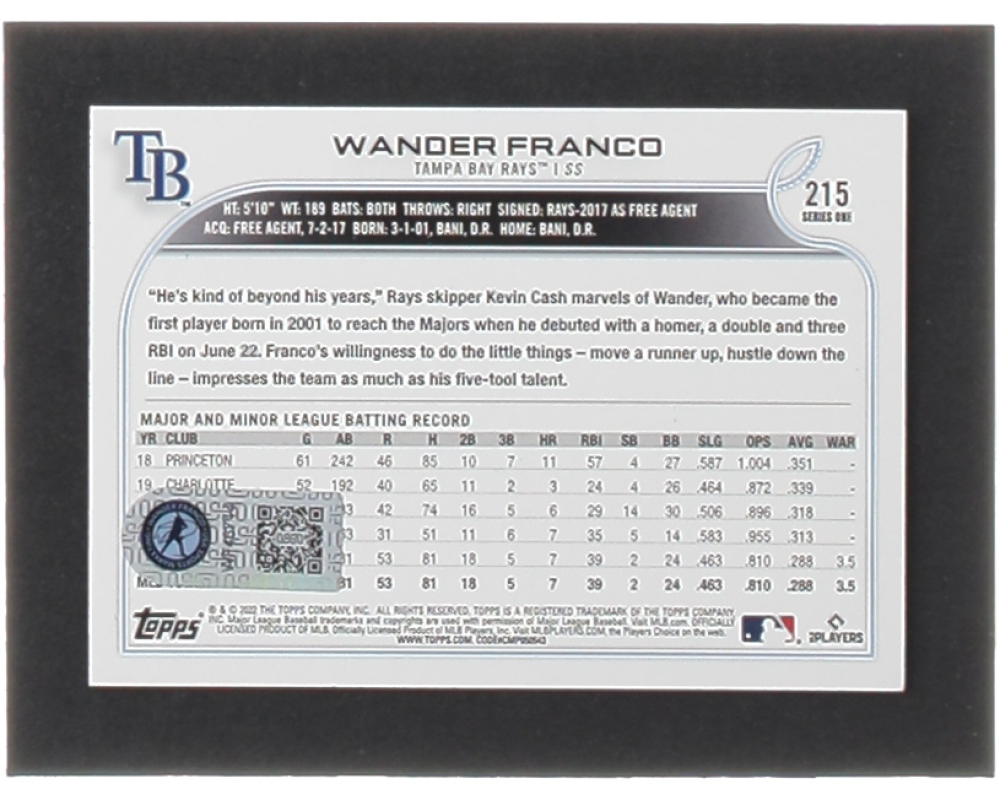 Wander Franco Signed 2022 Topps #215 RC (Franco) | Pristine Auction