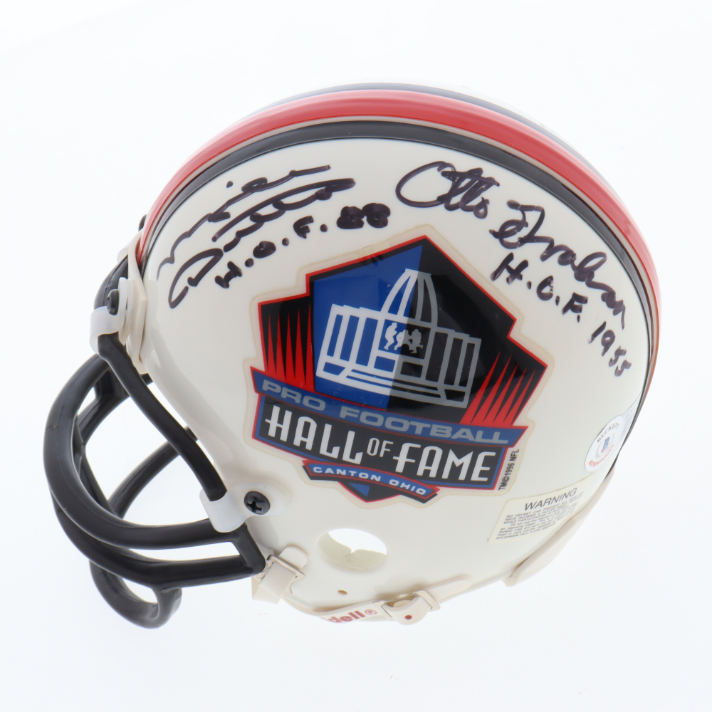 NFL Hall Of Fame Logo Mini Helmet Signed By (4) With Mike Ditka, Otto ...