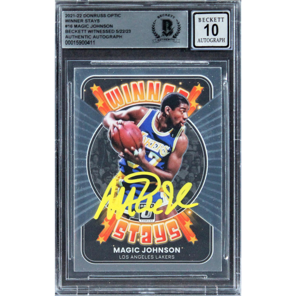 Magic Johnson Signed 2021-22 Donruss Optic Winner Stays #16 (BGS ...