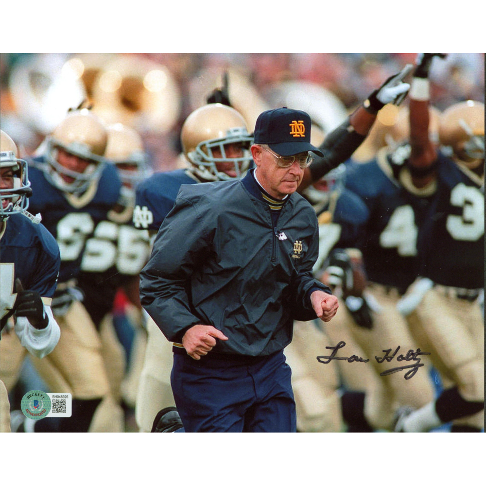 Lou Holtz Signed Notre Dame Fighting Irish 8x10 Photo (Beckett ...