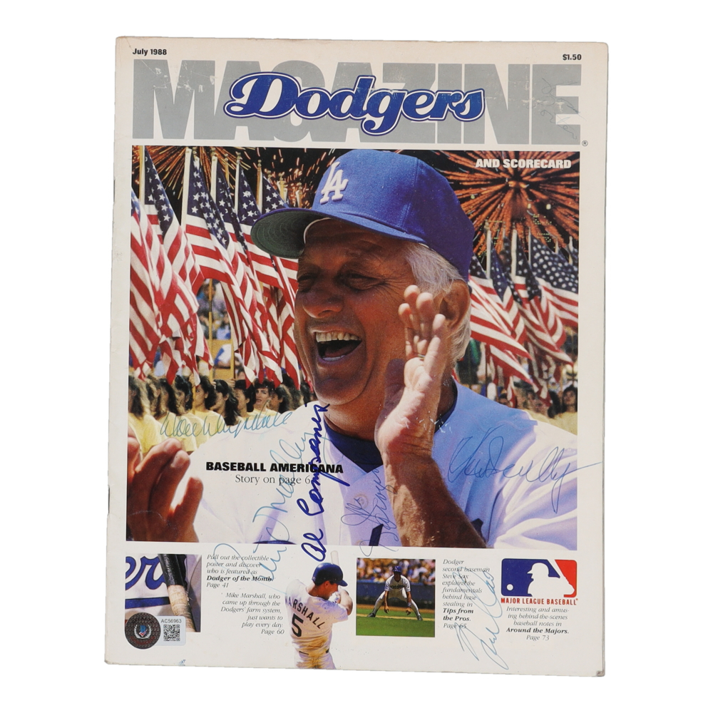 1988 Dodgers Magazine Signed by (6) with Don Drysdale, Vin Scully ...