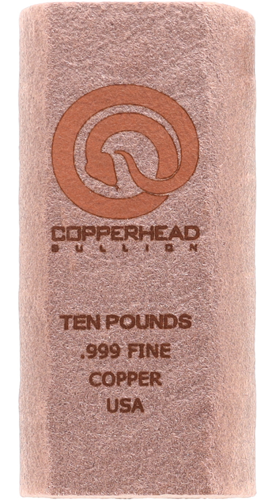 Ten Pounds .999 Fine Copper Copperhead Design Bullion Bar | Pristine ...