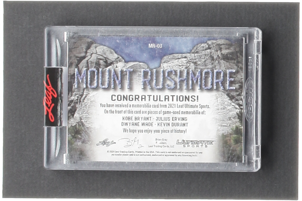 2021 Leaf Ultimate Sport Mount Rushmore Quad Memorabilia Platinum #MR03 Kobe Bryant / Julius ...