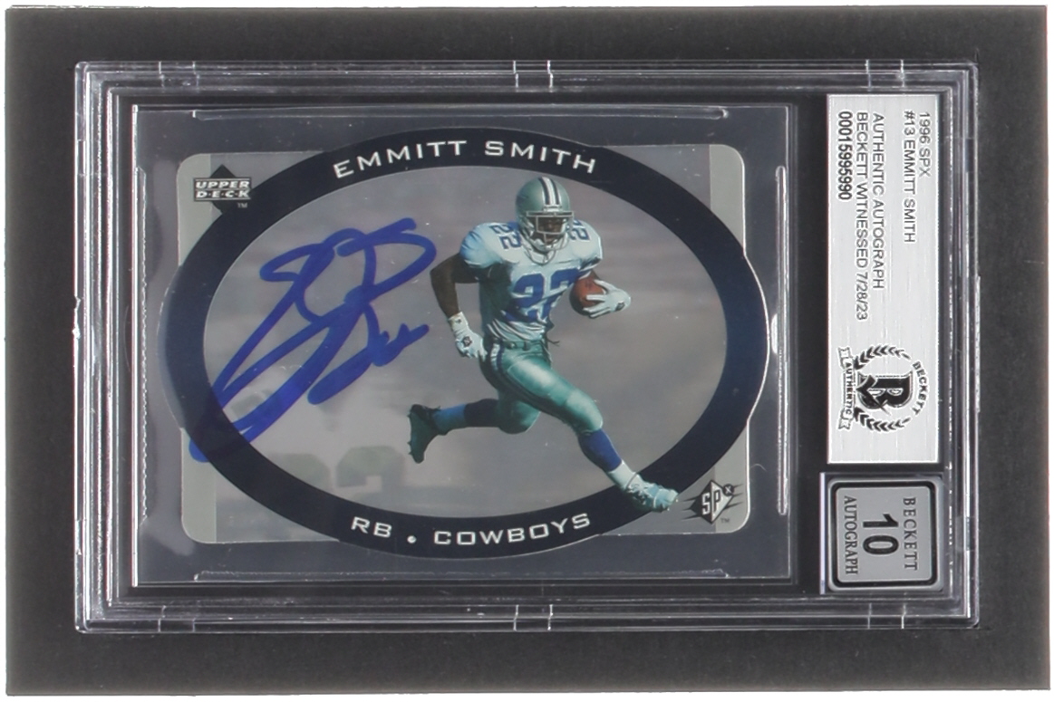 Emmitt Smith Signed 1996 SPx #13 (BGS | Autograph Graded 10) | Pristine ...