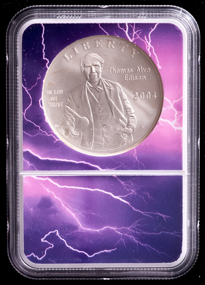 2004-P Thomas Alva Edison Silver Dollar - Lightning Holder (NGC MS69 ...