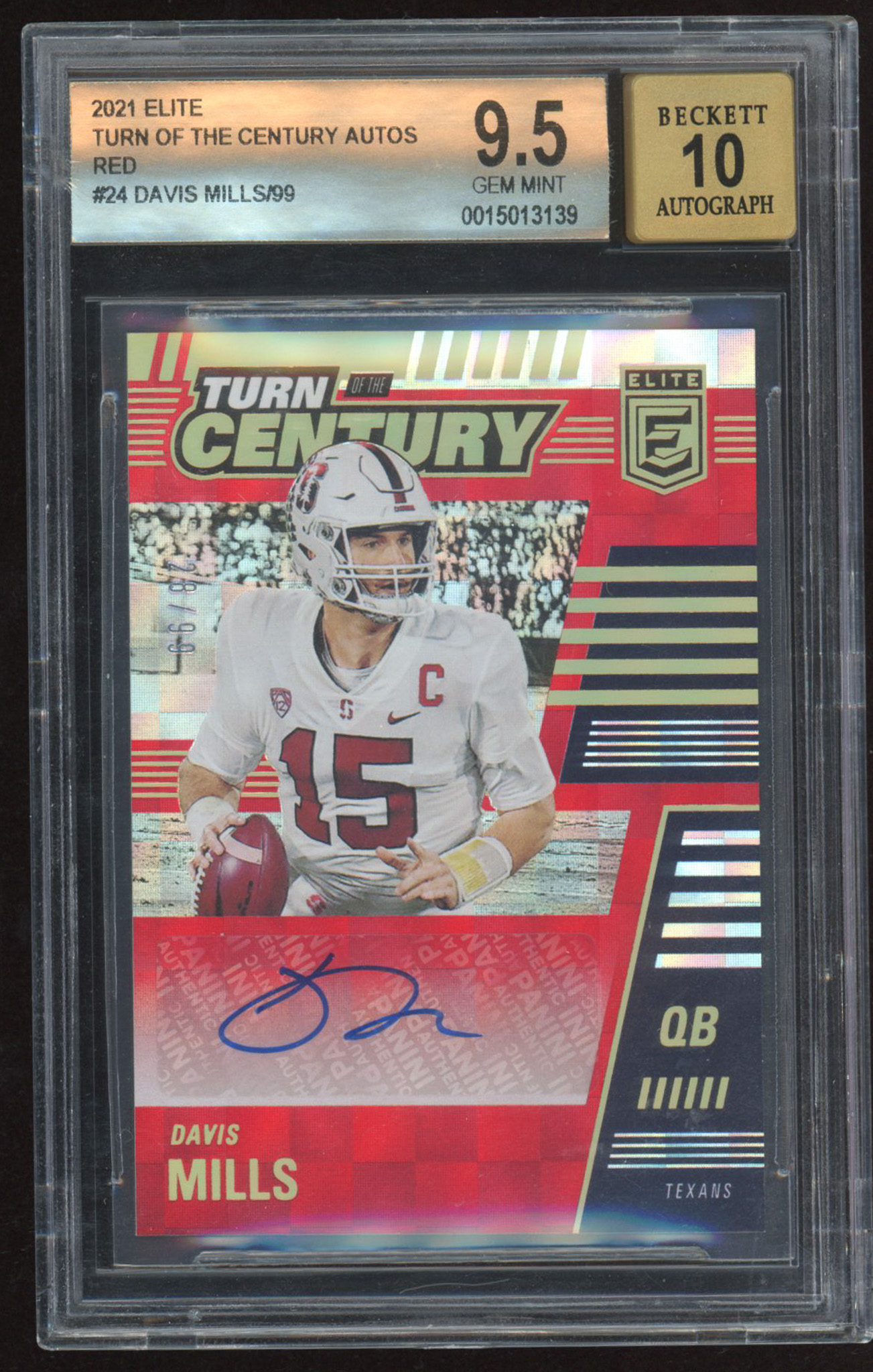 Davis Mills 2021 Elite Turn of the Century Autographs Red #24 # 28/99 ...