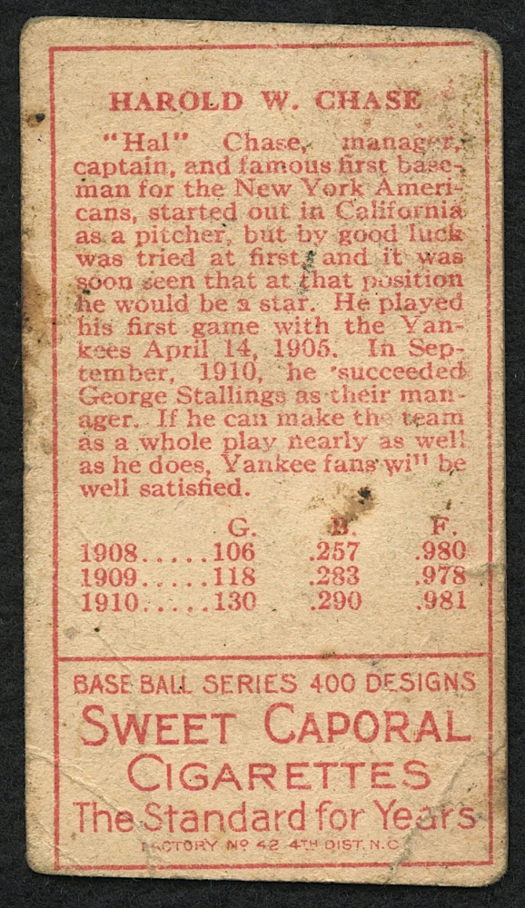 1911 T205 Gold Border #32 Hal Chase | Pristine Auction