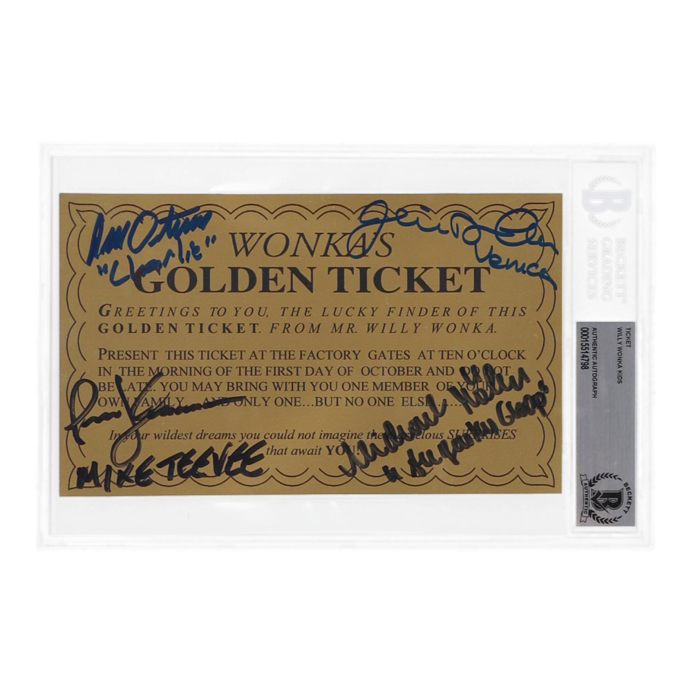 Willy Wonka & The Chocolate Factory Golden Ticket Cast-Signed by (4 ...