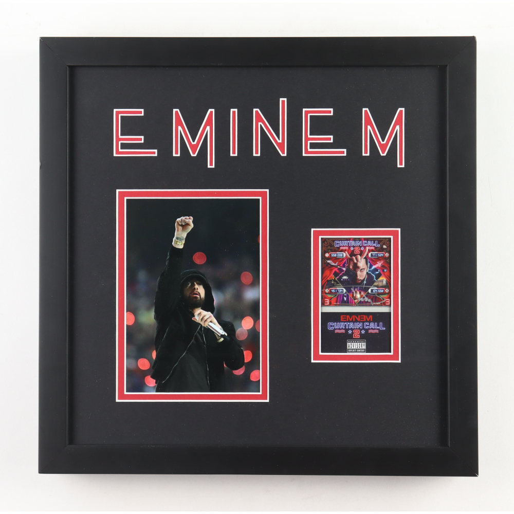 Eminem Signed "Curtain Call" Custom Shadowboxed Album Cover Cut Display ...