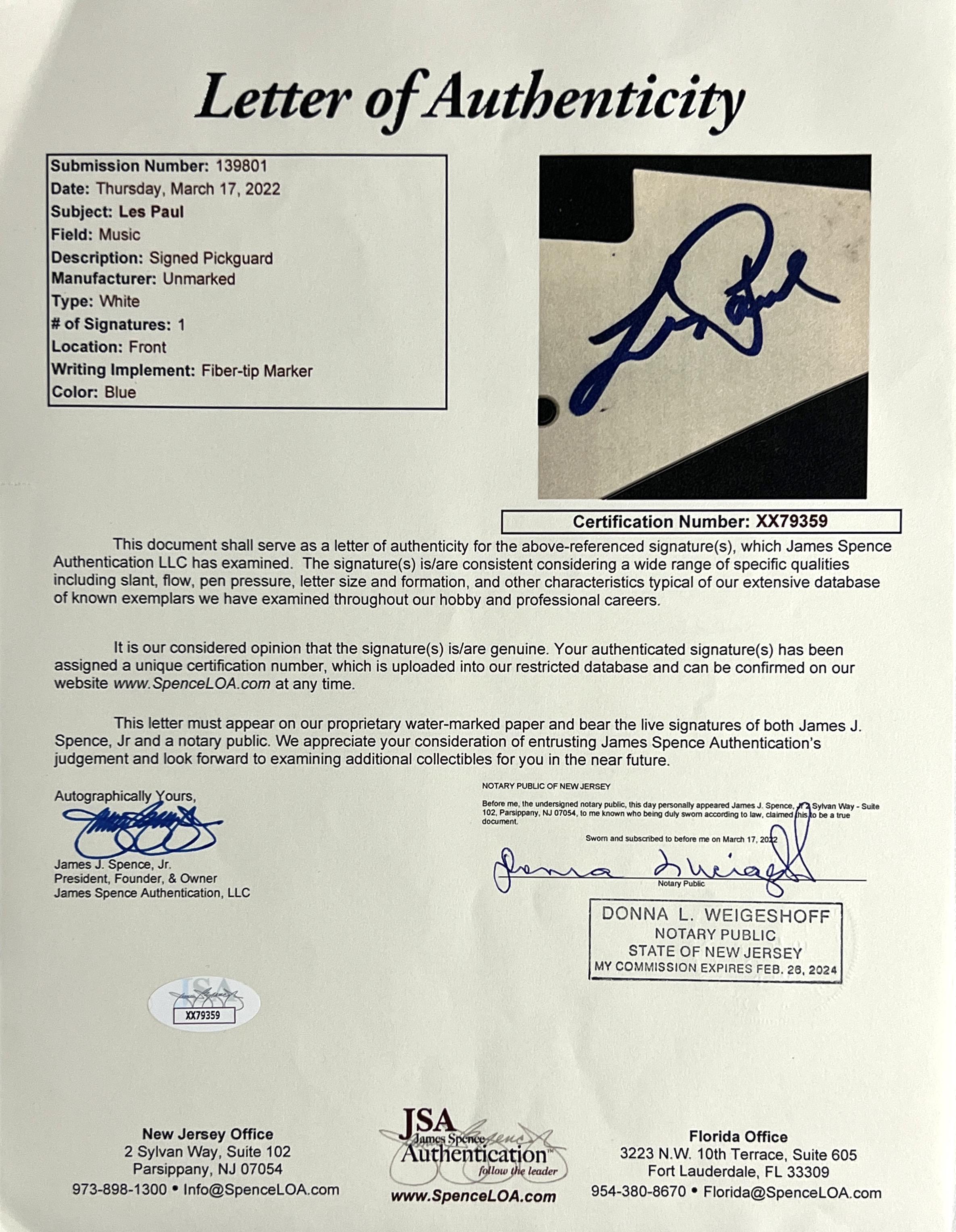 Les Paul Signed Full-Size 39" Electric Guitar (JSA LOA) | Pristine Auction