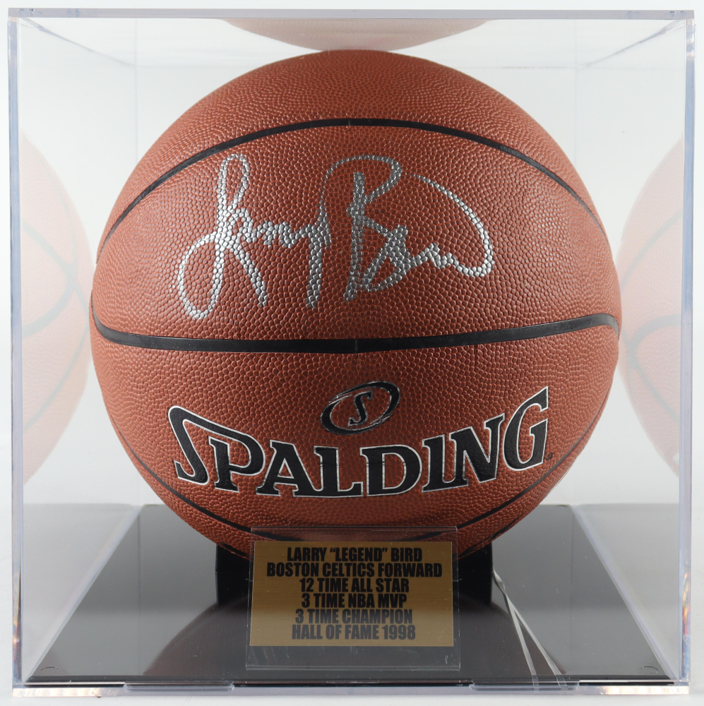 Larry Bird Signed Basketball with Acrylic Display Case & Nameplate (Beckett) | Pristine Auction