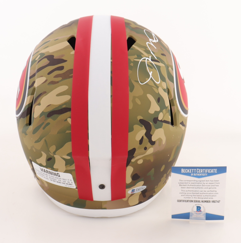 Joe Montana Signed 49ers Full-Size Camo Alternate Speed Helmet (Beckett ...