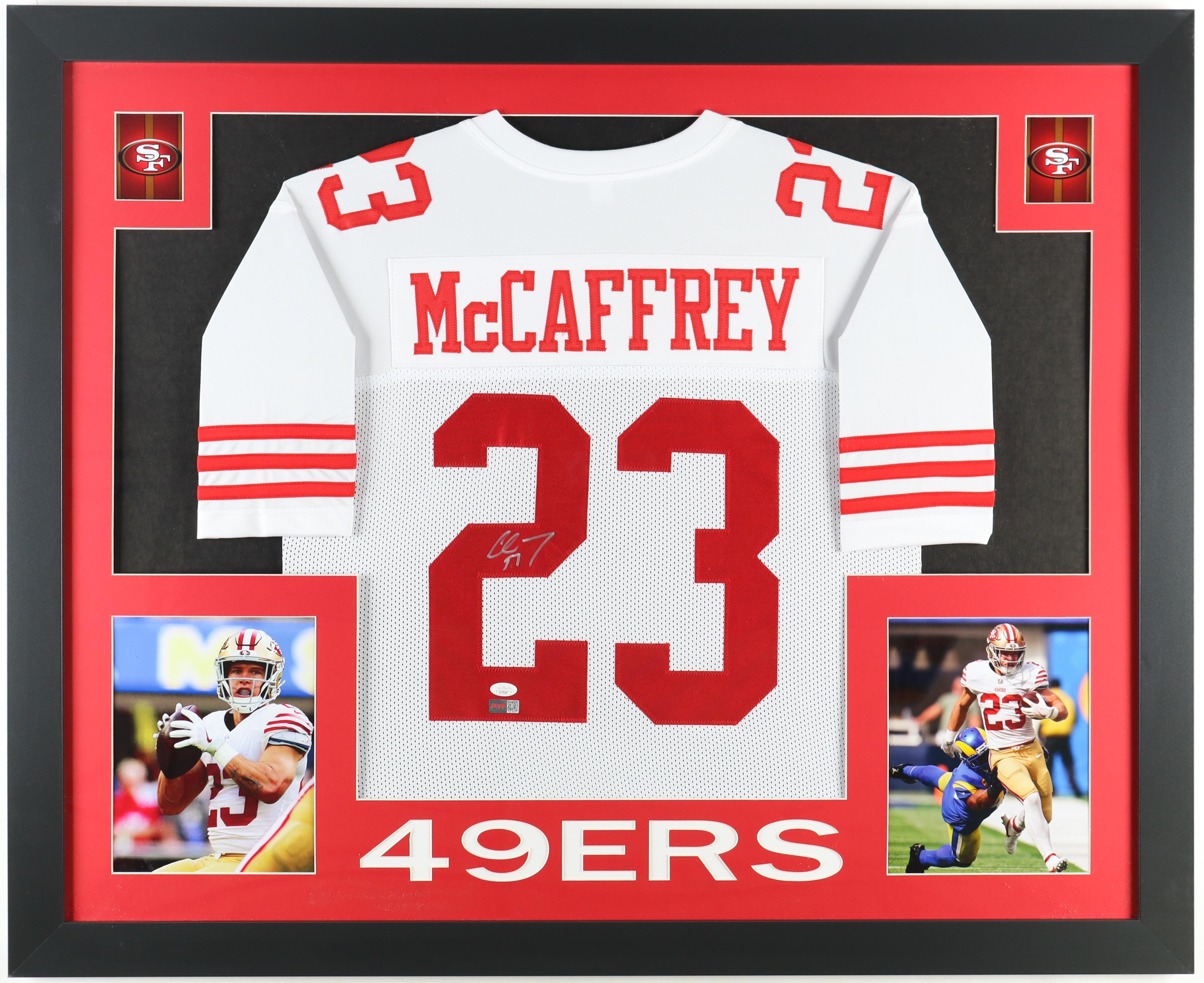 Christian McCaffrey Signed Custom Framed Jersey Display (JSA & PIA) | Pristine Auction