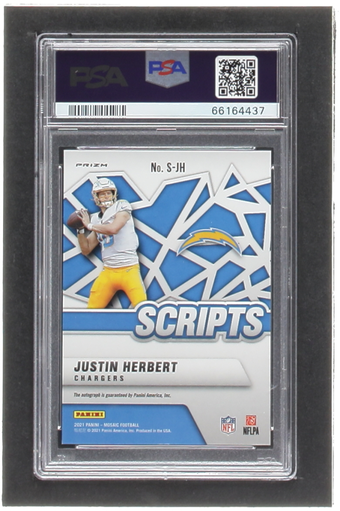 Justin Herbert 2021 Panini Mosaic Scripts #23 (PSA 9 | Auto 10 ...