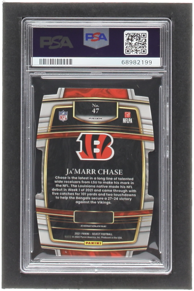 Ja'Marr Chase 2021 Select Prizm Zebra Die Cut #47 RC (PSA 9) | Pristine ...