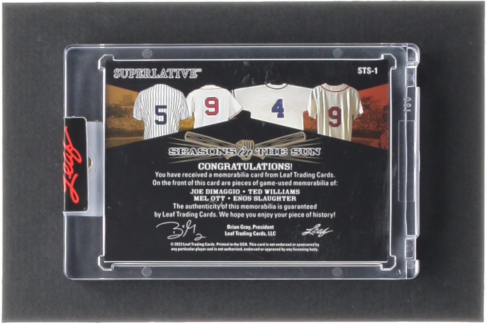 Joe DiMaggio / Ted Williams / Mel Ott / Enos Slaughter 2023 Leaf ...